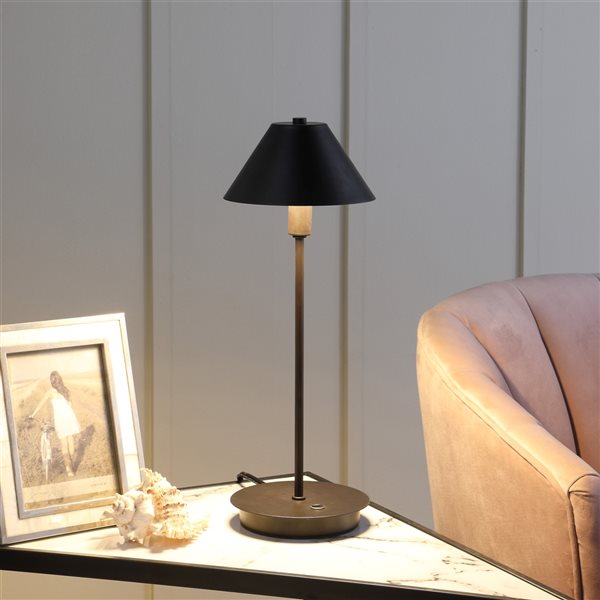 ORE International Rowan 17.5-in Matte Black Integrated LED Table Lamp ...