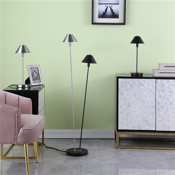 ORE International Rowan 17.5-in Matte Black Integrated LED Table Lamp ...