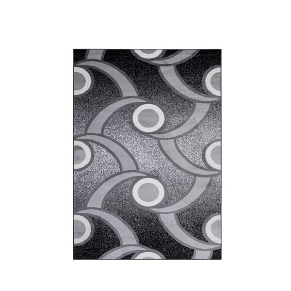 Homedora New Jersey 5-ft x 7-ft Geometric Circles Black/Grey ...
