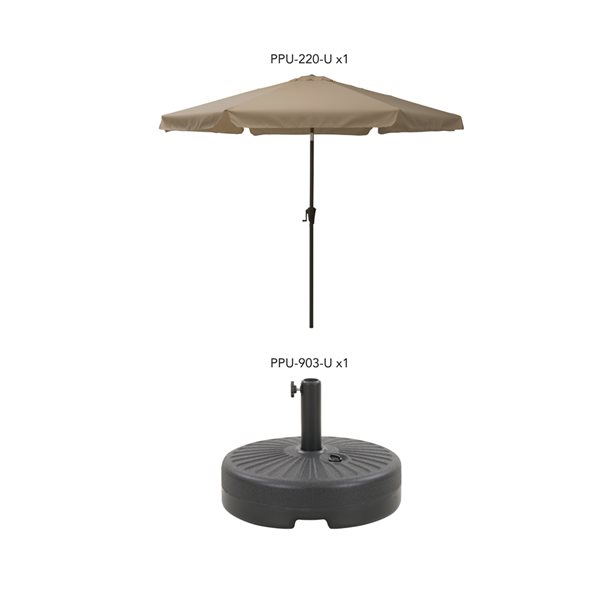CorLiving Parasol de patio inclinable de 10 pi brun sable et base de ...