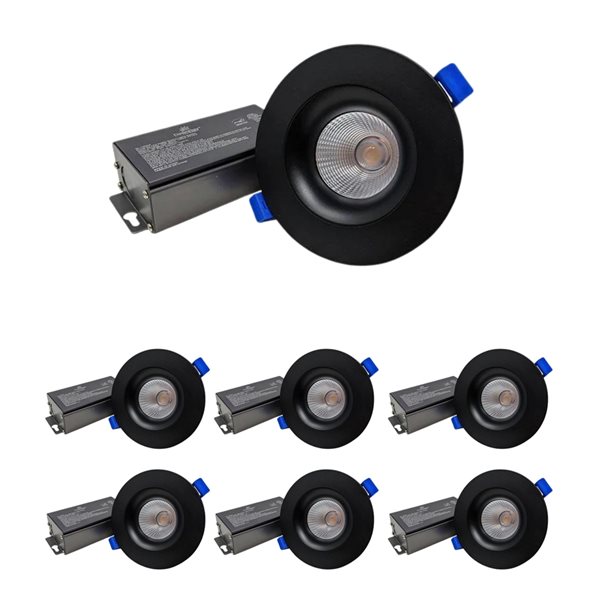 DawnRay 4-in LED Black Round Airtight IC Baffle Dimmable Recessed Light ...