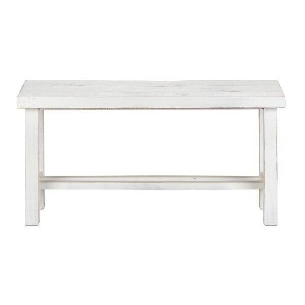 Luxury Living Furniture Loft 36-in Rustic Distressed White Accent Bench ...