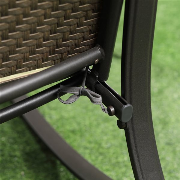 Outsunny Black Metal Rocking Chairs and Side Table with Grey Cushioned ...