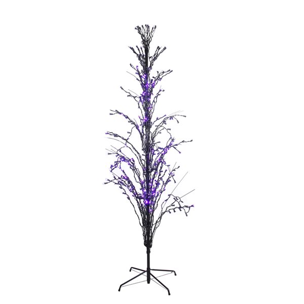 Northlight 6-ft Pre-Lit Black Twig Artificial Halloween Tree with ...