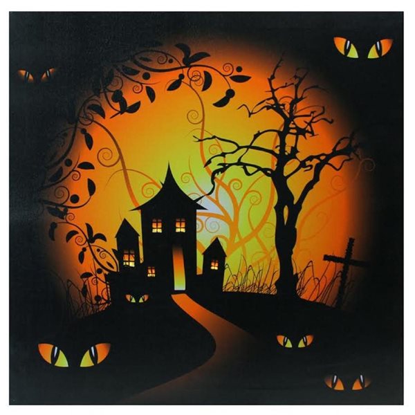 Northlight 19.75-in LED Lighted Haunted House Canvas Wall Art 32275401 ...