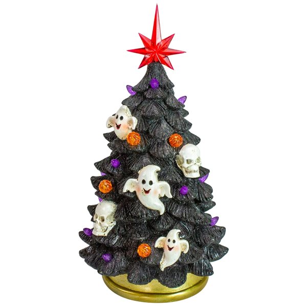 Northlight 12-in Pre-Lit Polyresin Halloween Tree with Pure White LED ...