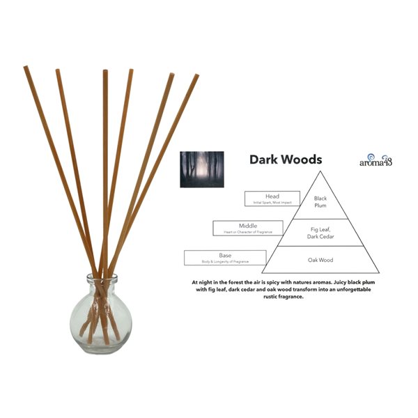 aroma43 Dark Woods Reed Diffuser with Glass Vase A4317 | RONA