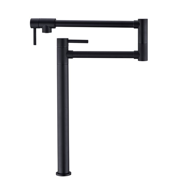 WELLFOR Matte Black 2-Handle Deck Mount Pot Filler Kitchen Faucet MFT ...