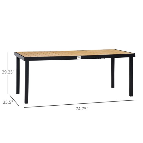 Outsunny 35.5-in W x 74.75-in L Rectangular Outdoor Dining Table 84B ...