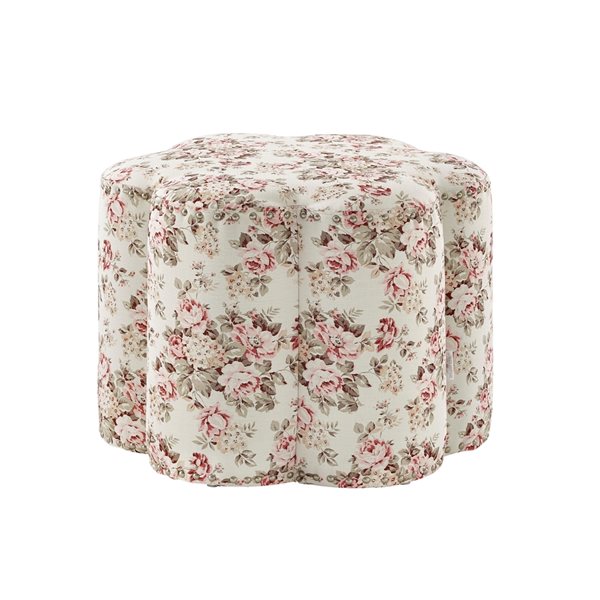 Inspired Home Bronx Modern Cluster Red Linen Abstract Ottoman SON237 ...