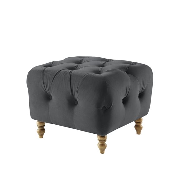 Inspired Home Marek Modern Dark Grey Velvet Square Ottoman SCO239-02DG ...