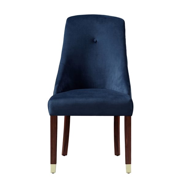 Inspired Home Set of 2 Cora Traditional Navy/Gold Velvet Upholstered ...