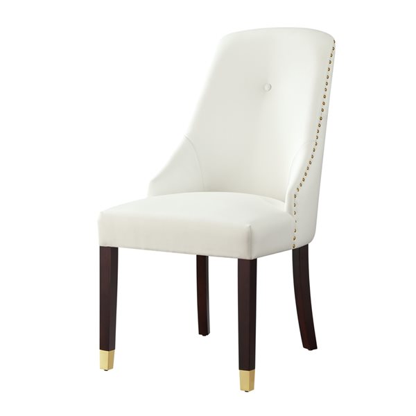 Inspired Home Set of 2 Cora Traditional White/Gold Faux leather ...