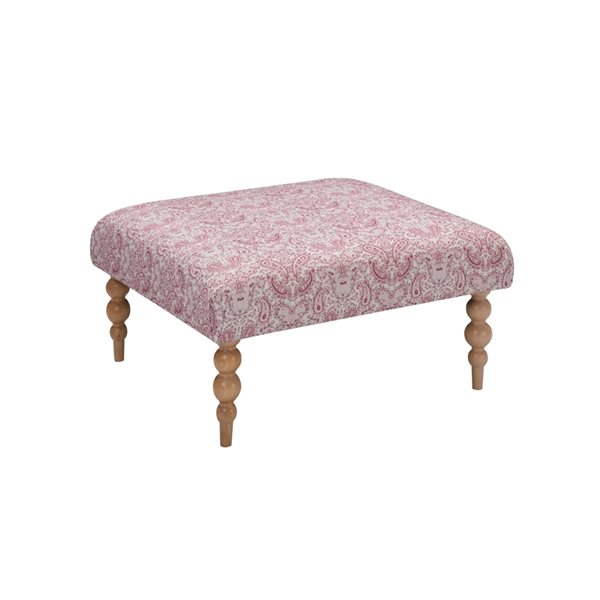 Inspired Home Maksim Modern Paisley Red Linen Square Ottoman SCO273 ...