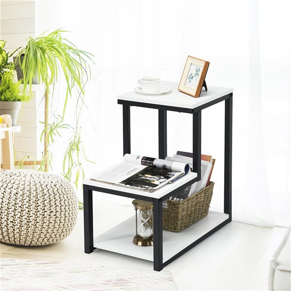 Costway 3-Tier White Composite Rectangular End Table HW61403WH | RONA