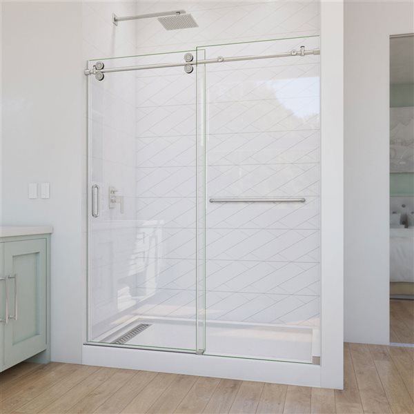 DreamLine Enigma-CXO 56-60-in x 76-in Shower Door - Brushed Stainless Steel SD6160W760VTX07 | RONA