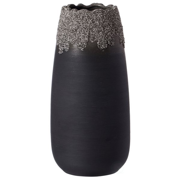 Uniquewise 10-in x 4.5-in Black Ceramic Vase QI004358.L | RONA