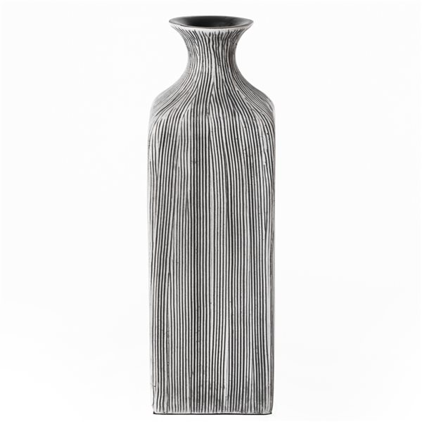 Uniquewise 8-in x 3-in Grey Polyresin Vase QI004176.S | RONA