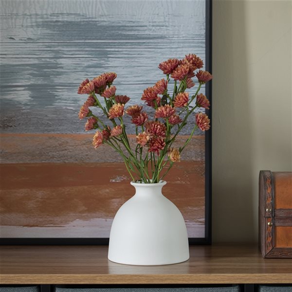 Uniquewise 5-in x 5.5-in White Ceramic Vase | RONA