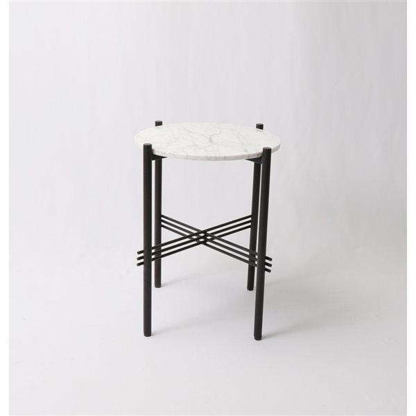 Table d'appoint ronde en granite/marbre blanc Erna par GFURN de 15,75 ...