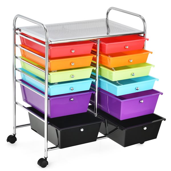 Costway Multicolour 12-Drawer Storage Cart HW56500MT | RONA