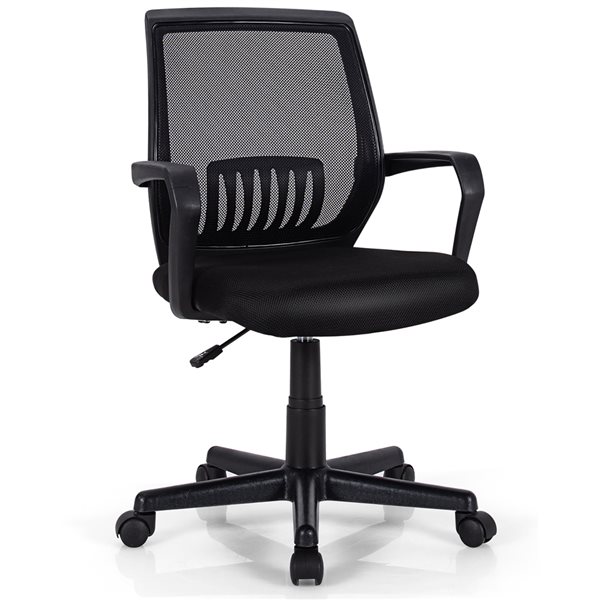 Costway Black Contemporary Ergonomic Adjustable Height Task Chair ...