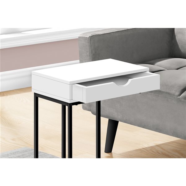 Monarch Specialties 15.75-in White Composite Rectangular Side Table | RONA