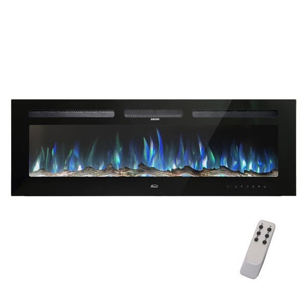 Clihome 72-in W 5120 BTU Black Fan-Forced Wall Mount Electric Fireplace ...
