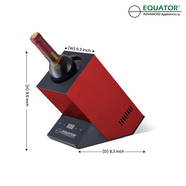 Equator Advanced Appliances 1-Bottle Capacity Red Portable Wine Chiller ...
