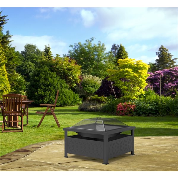 Shinerich 34-in W Black Steel Square Wood-Burning Fire Pit SRFP22001 | RONA