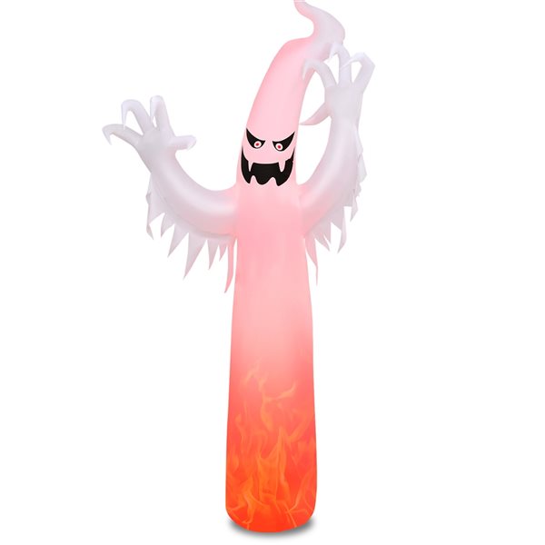 Costway 12-ft H x 3-ft W Internal Light Ghost Halloween Inflatable ...