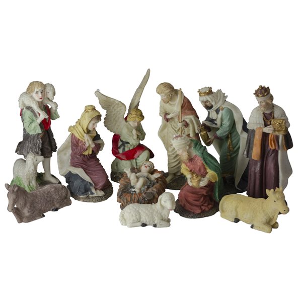 LB International 8-in Christmas Nativity Resin Figurines - Set of 11 ...
