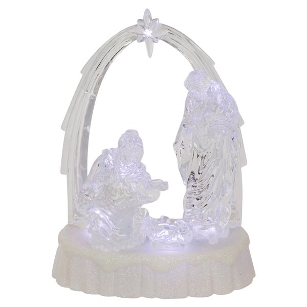 Northlight 7-in LED Lighted Musical Icy Crystal Nativity Scene ...