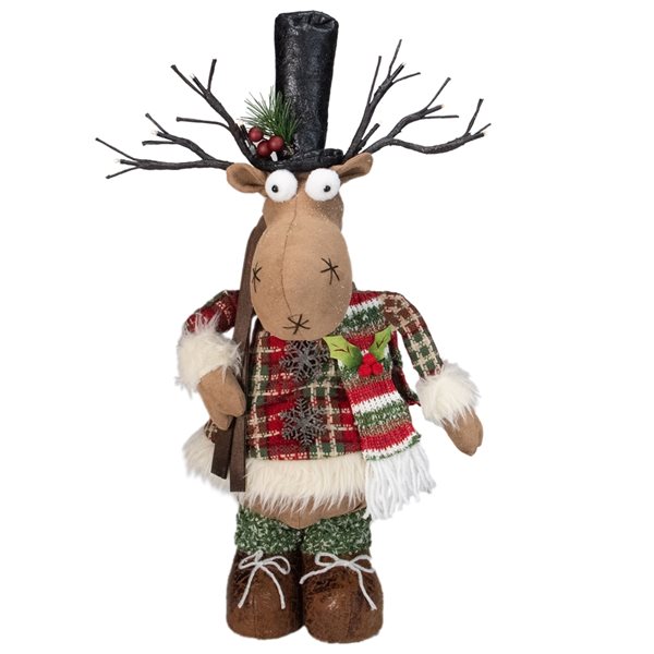 Northlight 20-in Standing Christmas Moose Figure with LED Antlers ...