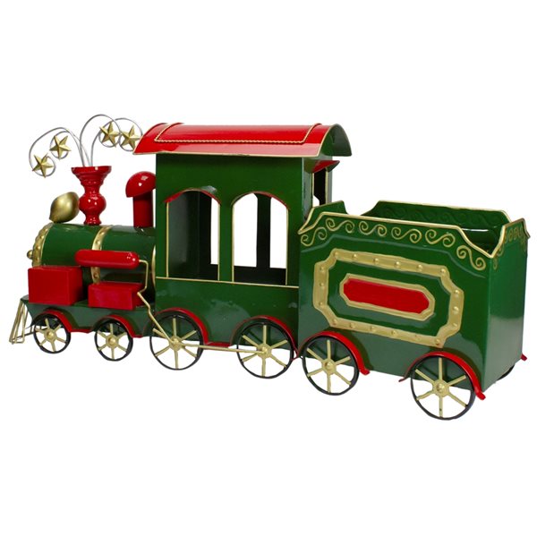 Northlight 34-in Green and Gold Metal Train Figurine Tabletop Christmas ...
