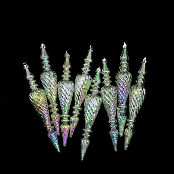 Northlight 8-Piece Clear Spiral Shatterproof Iridescent Christmas ...