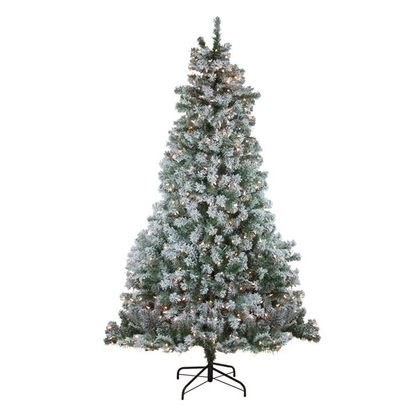 Northlight 7.5-ft Pre-Lit Full Winema Pine Flocked Artificial Christmas ...