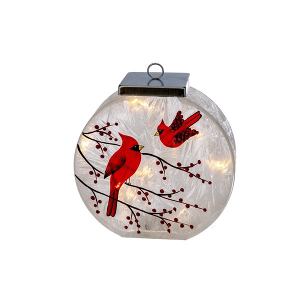 iH casadécor Frosted Cardinal Glass Ornament with LED XM-SZ1043 | RONA