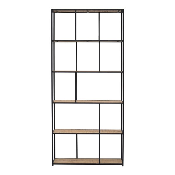 Moe's Home Collection Rowan Natural Wood and Metal 5-Shelf Bookcase WV ...