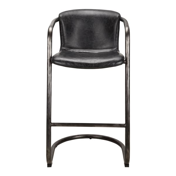 Moe's Home Collection Freeman Black Leather Bar Height (27-in to 35-in ...