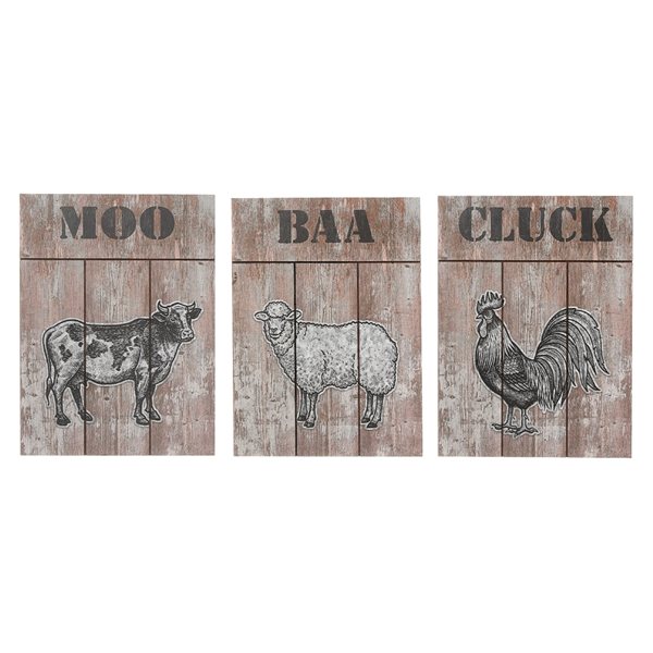 iH casadécor 11.8-in W x 15.75-in H "Farm Animals" Wooden Wall Sign - 3 ...