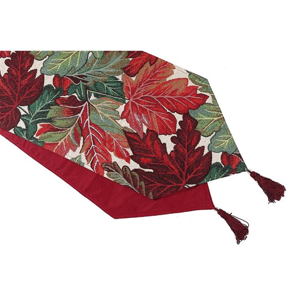 iH casadécor 36-in x 13-in Maple Leaves Tapestry Table Runner - Set of ...