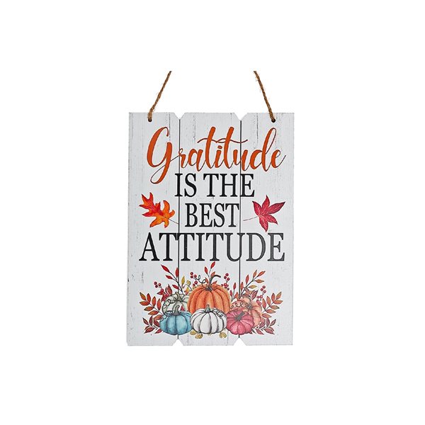 iH casadécor 12-in H "Gratitude Is The Best Attitude" Wooden Wall Decor ...
