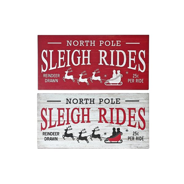 iH casadécor Assorted "Sleigh Rides" MDF Christmas Wall Signs - Set of ...