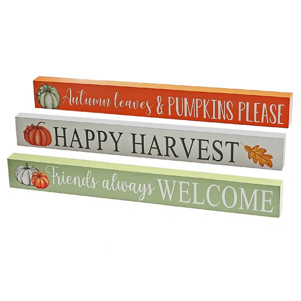 iH casadécor 2-in H Assorted Fall Wooden Tabletop Decor - Set of 3 | RONA