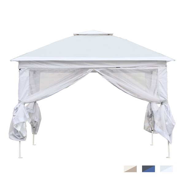 CASAINC 10.8-ft L Square Grey Pop-Up Canopy with White Steel Frame CA ...