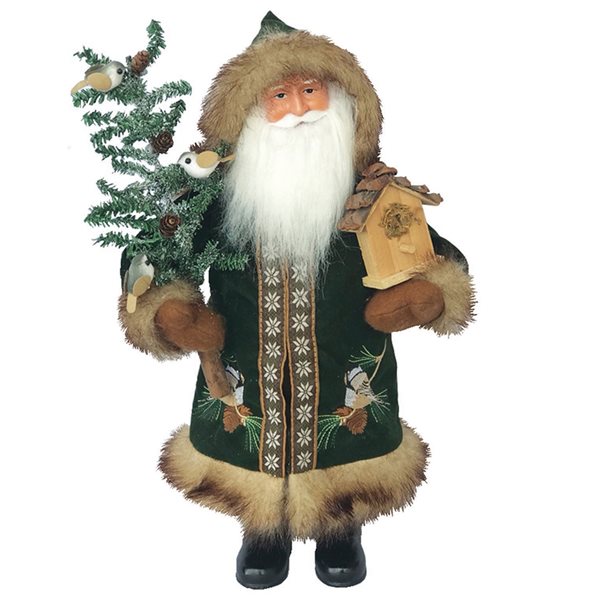 Santa's Workshop 15-in Green Chickadee Santa Figurine 7318 | RONA