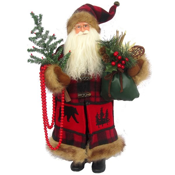 Santa's Workshop 18-in Buffalo Plaid Santa Figurine 8502 | RONA