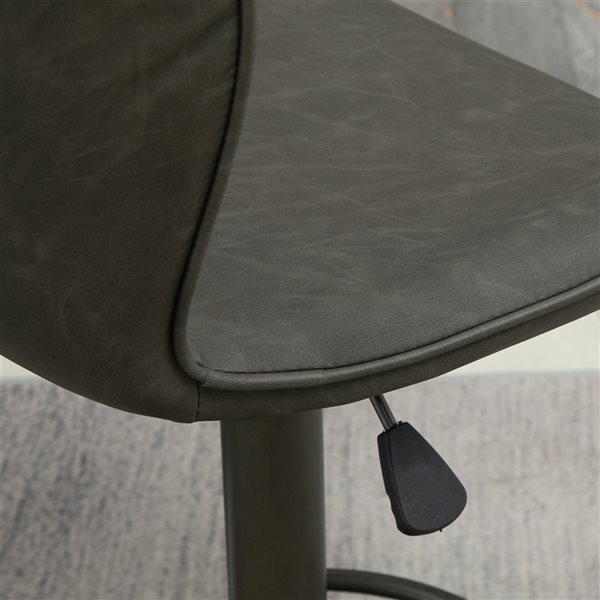 HomCom Dark Grey Faux Leather Adjustable Height Upholstered Swivel Bar ...
