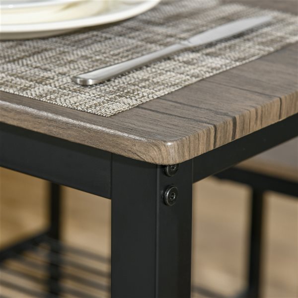 HomCom Rustic Brown Dining Set with Rectangular Table - Set of 4 835 ...